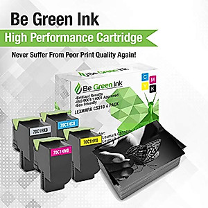 Be Green Ink Compatible Replacement Toner Cartridge for Lexmark CS310dn CS410dn CS310n CS310 CS510de CS410n CS410 CS510-701HK 70C1HK0 701HC 70C1HC0 701HM 70C1HM0 701HY 70C1HY0 Toner (4 Pack)