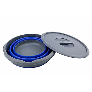 SAMMART 5.5L (1.4 Gallon) Collapsible Plastic Bucket with Lid - Foldable Round Tub with Lid - Portable Fishing Water Pail - Space Saving Outdoor Waterpot. (Purplish Blue +Turquoise Blue)