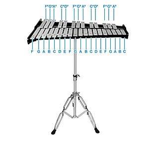 ENNBOM 32 Notes Glockenspiel Kit Xylophone Bell Percussion Instrument Set with Adjustable Stand Mallets and Carrying Bag