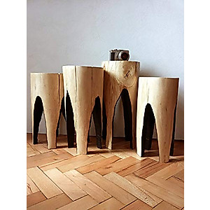 Reclaimed Wood Side Coffee Tables (Set Of Three), Log Furniture, Tree Stump Table, Home Decoration, Rustic Dorm Decor