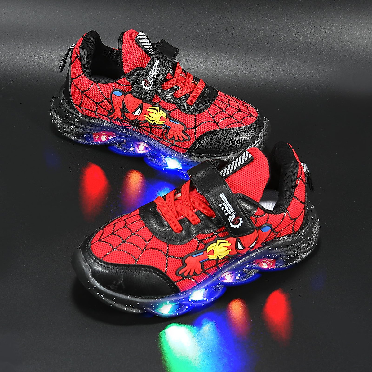 Cartoon LED Illuminated Sneakers for Outdoor Sports and Running with Breathable Design and Party Fun(Red,1)