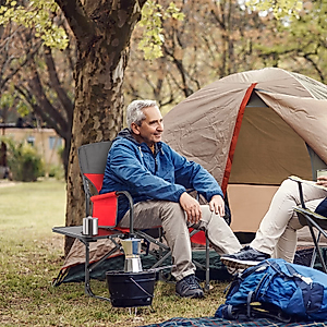 Tangkula Camping Chairs, Folding Camp Chair with Side Table, Cooler Bag, Portable Outside Padded Lawn Chair for Travel, Picnic, Fishing, Heavy Duty Oversized Director Chair for Adults, Supports 400lbs