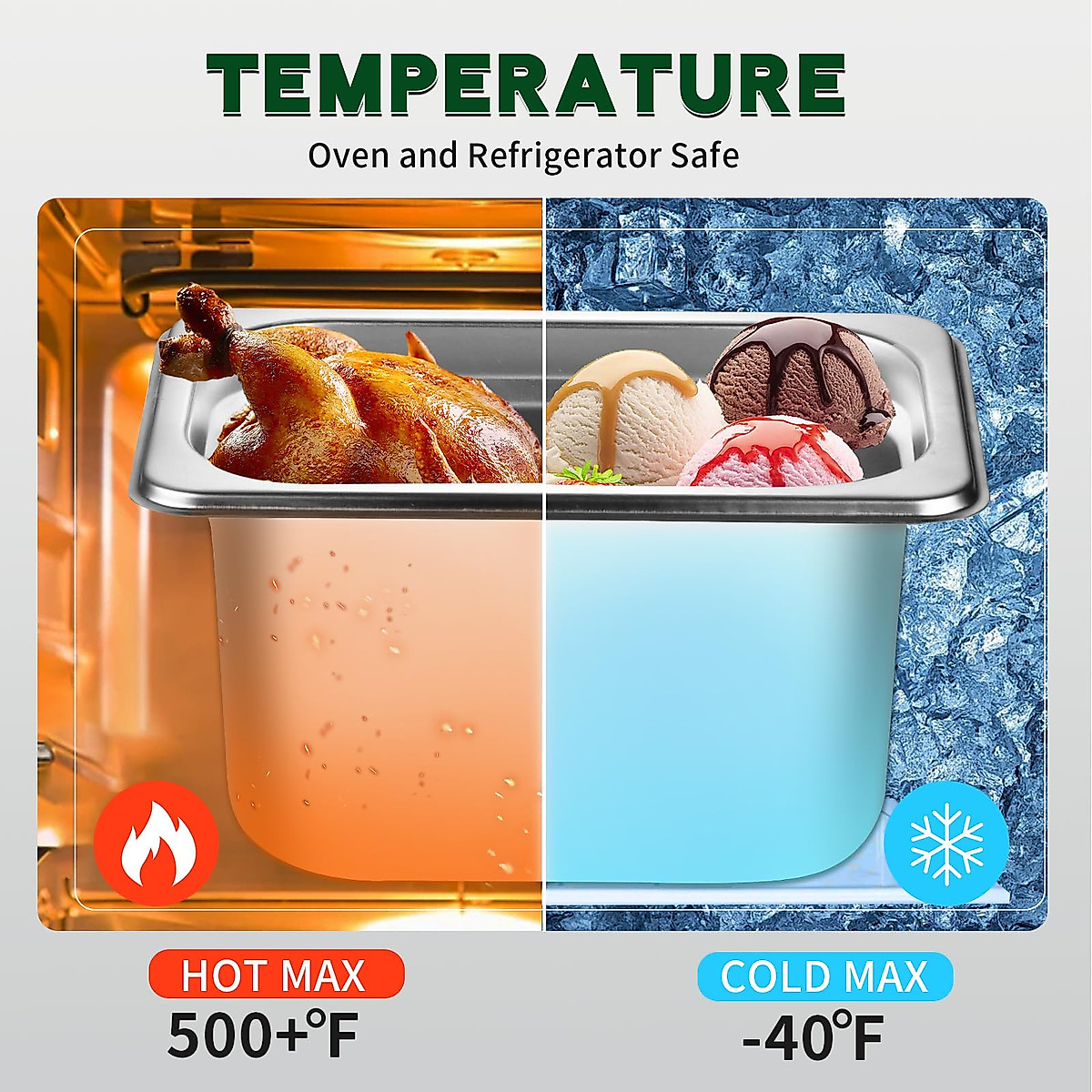 BAKPOCO Hotel Pan 1/9 Size - Steam Pan With Lid 4" Deep 4 Packs Food Pan Anti Jam Stainless Steel Buffet Pan Commercial Stainless Steel Pan