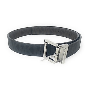 Michael Kors Logo Reversible Belt With Silver Buckle,Black/Brown,Large