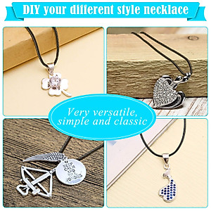 Paxcoo 150Pcs Black Necklace String Cord Bulk for Charms Pendants, Waxed Cotton Cord with Jewelry Clasps for Bracelets, Necklaces, Jewelry Making and Beading Supplies