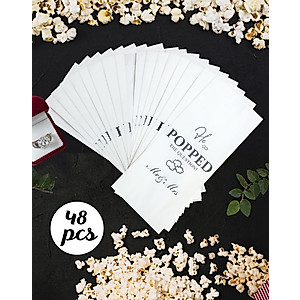 48Pcs He Popped the Question Popcorn Bags Engagement Bridal Shower Wedding Party Favors Popcorn Bags Wedding Bridal Shower Engaged Goody Snack Treat Bags Grease Resistant