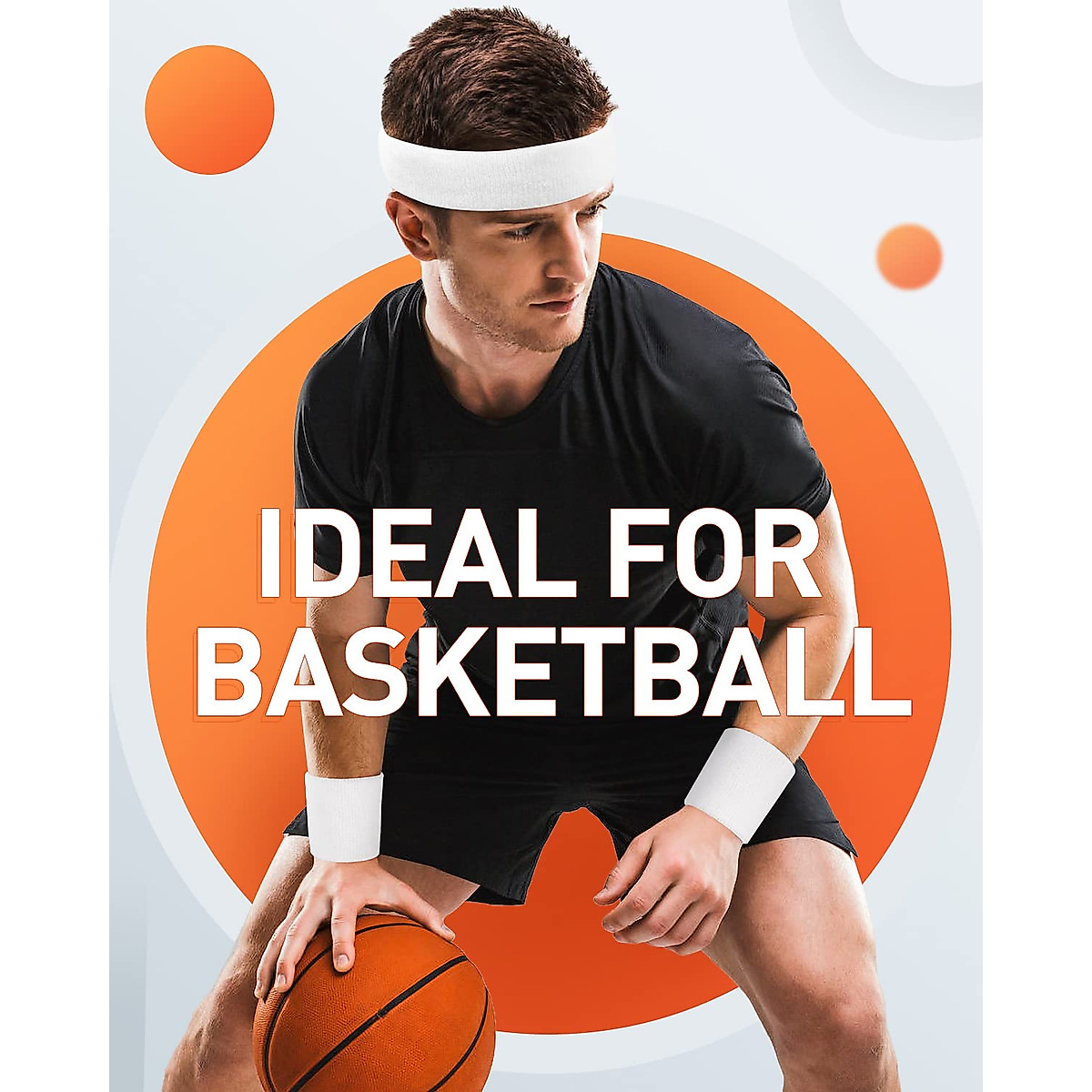 Tanluhu Sweatbands Sport Headbands for Working Out, Execise, Tennis, Basketball, Running - Terry Cloth Athletic Sweat Cotton Headband Outdoor for Men & Women