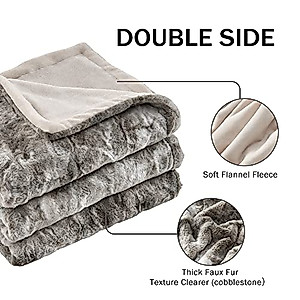 Krifey Oversized Minky Blanket, Super Soft Fluffy Luxury Throw Blanket Comfy Faux Fur Bed Throw Marbled Gray 60" x 80"