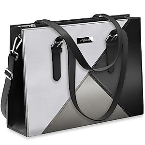 Alfheim Laptop Bags for Women 14 inch Leather Briefcase Large Business Shoulder Tote Bag Ladies Handbag for Office School Travel Work