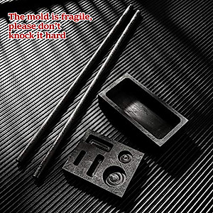 4 Pieces Graphite Ingot Mold Stir Rod Stick Set, 5-in-1 Graphite Casting Coin Combo Metal Refining Scrap Mold, 1 KG Graphite Ingot Crucible Mould, 2 Graphite Stir Rod Stick for Melting