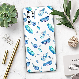 DesignSkinz Hipster Feather Pattern Protective Vinyl Decal Wrap Skin Cover Compatible with The Samsung Galaxy S20 (Screen Trim & Back Glass Skin)