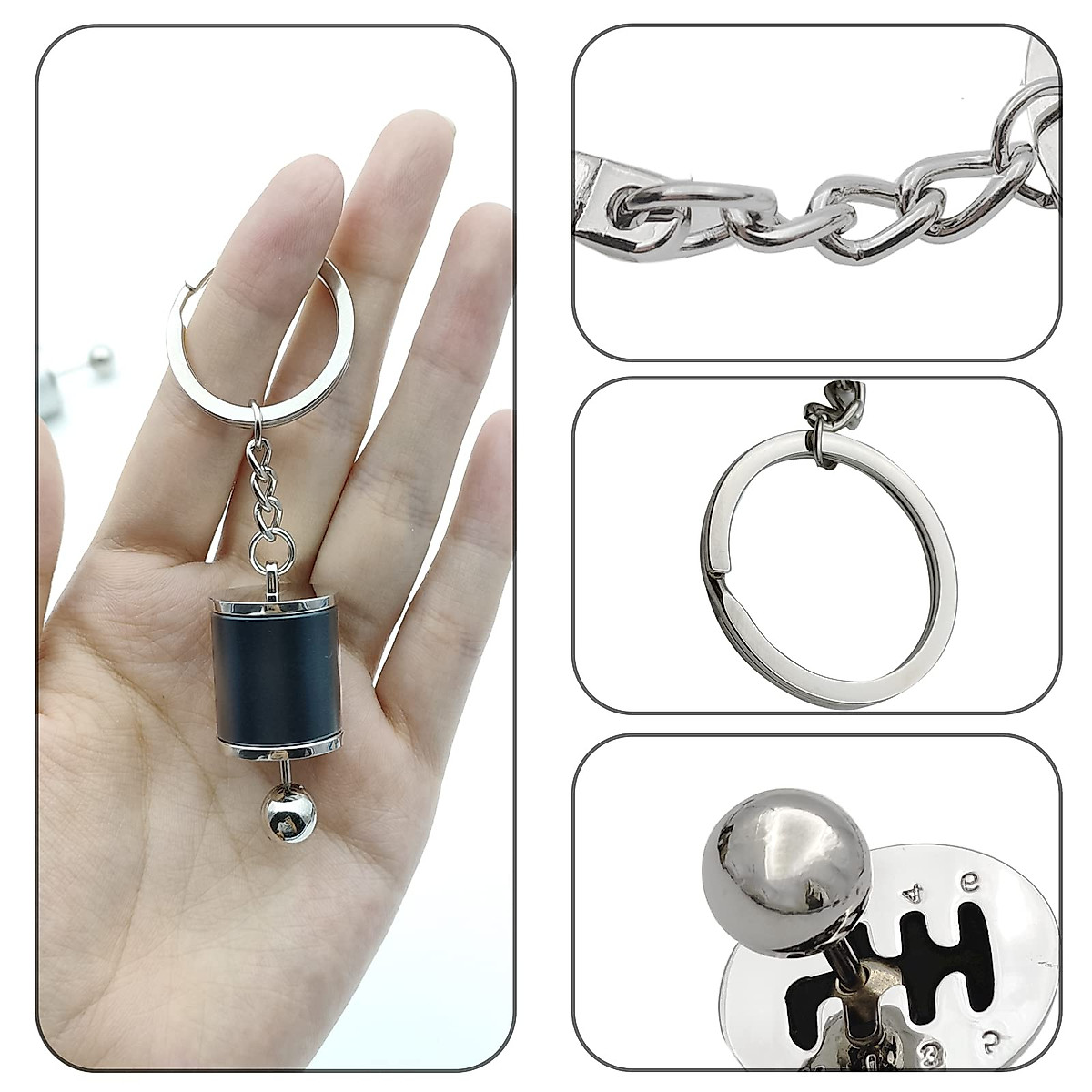 TEMI Shifter Gear Keychain,6 Speed Shifter Keychain,Mini Car Gear Shift Stick Knob Keyring Manual Transmission Gearbox Key Chain Creative Car Key Fob Keychain Accessories(black)