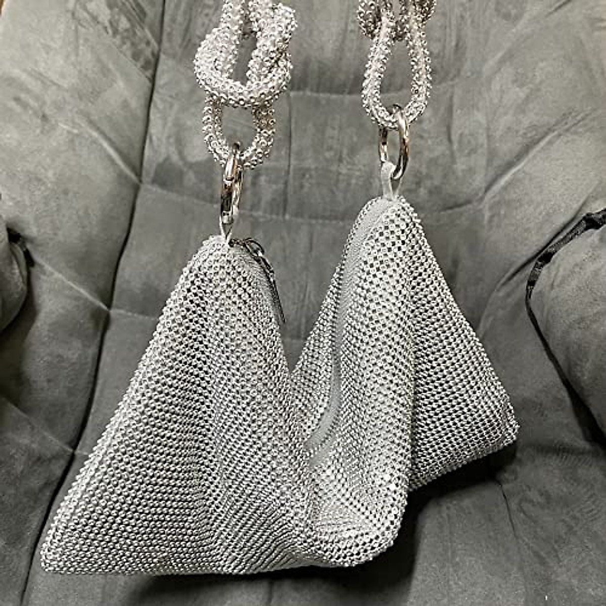 AIJUN Women's Rhinestone Purse Evening Bags Sparkly Glitter Hobo Handbag Triangle Clutch Purses for Women Evening Party Prom Cocktail