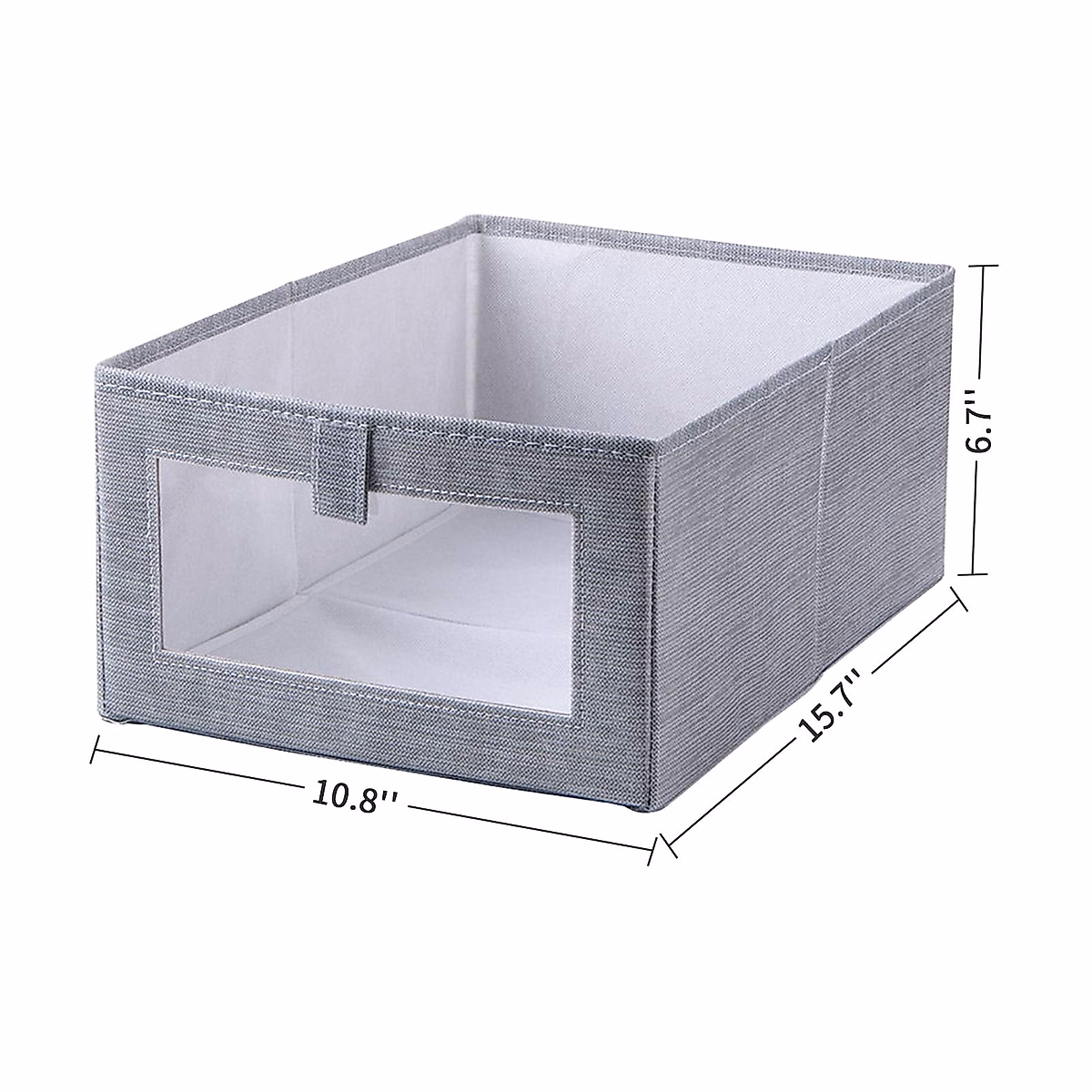 FITY Foldable fabric storage box,storing clothes,toys,books,office supplies,with transparent window,suitable for children's room,bedroom,closets,office storage cabinets,4 PCS (light gray) (Large)