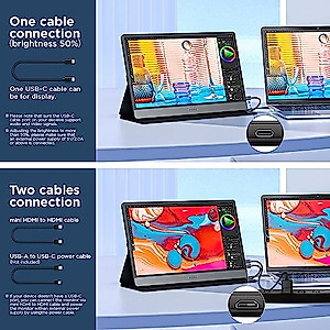 KOORUI Portable Monitor 15.6 Inch 1080P FHD Portable Laptop Monitor IPS Second Screen USB-C HDMI Travel Monitor w/Protective Cover & Dual Speakers