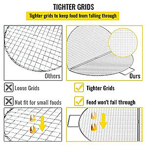 VEVOR Fire Pit Cooking Grill Grate 24 Inch, Foldable Round Cooking Grate, Stainless Steel Tight Grid Campfire BBQ Grill with Portable Handle for Outdoor Picnic Party & Gathering, Silver