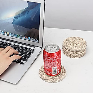 ABenkle 8 Pcs Drink Coasters with Holder, Cotton Woven Absorbent Coasters for Drinks, Minimalist Home Decor Coaster Set for Wooden Tabletop Protection Table, 4 inches Mixed Brown