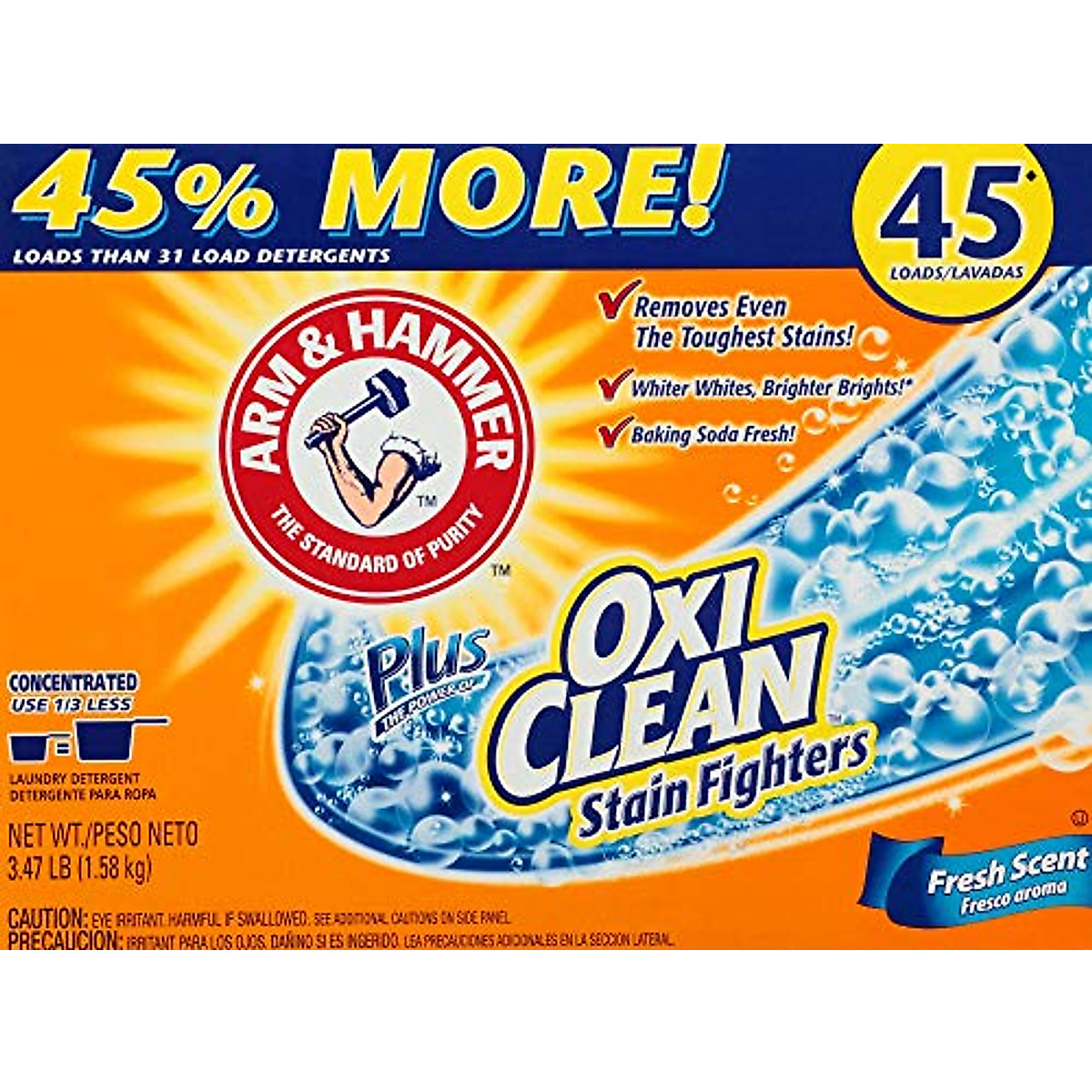 Arm & Hammer Plus OxiClean Powder Laundry Detergent, Fresh Scent, 45 Loads