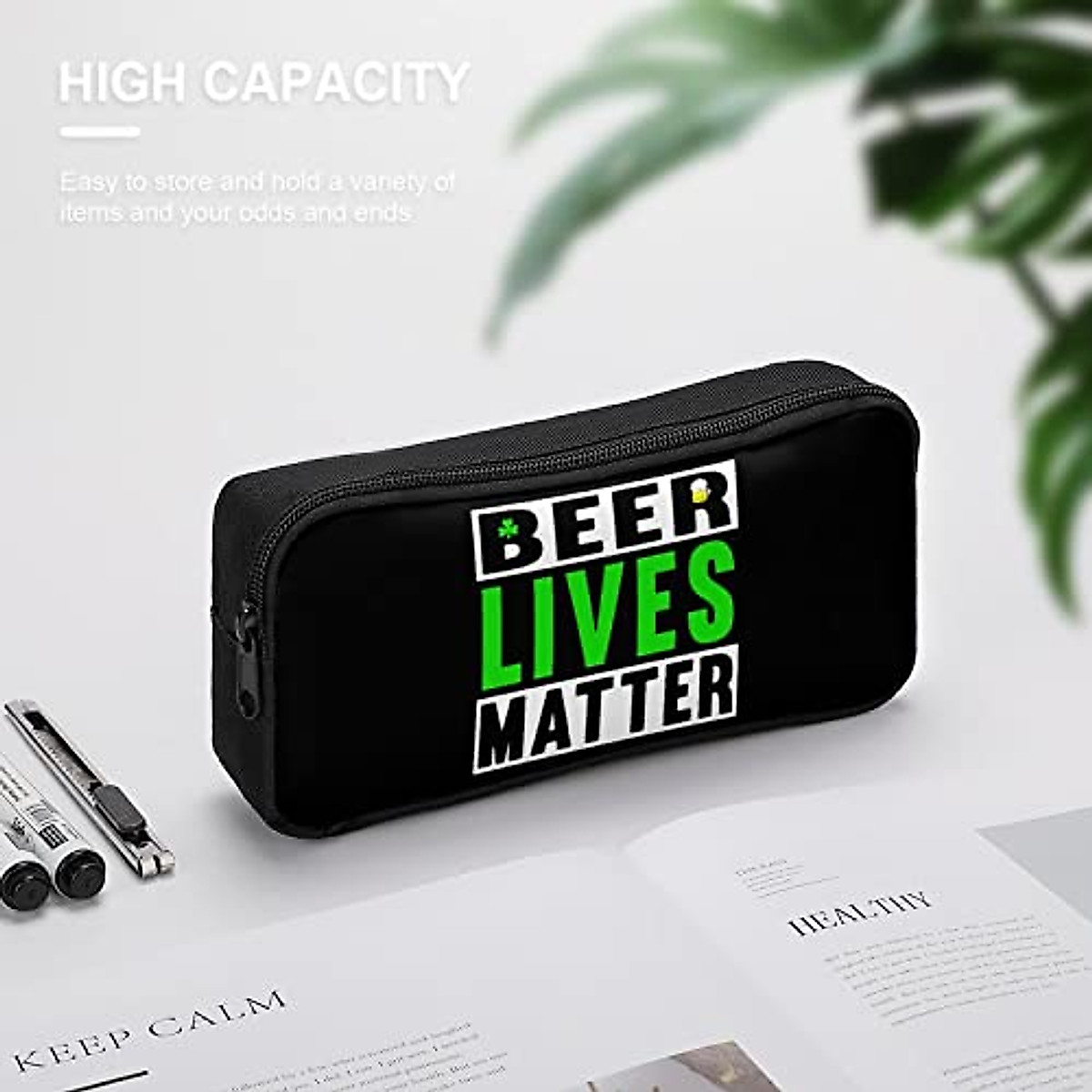 Beer Lives Matter Pencil Case Stationery Pen Pouch Portable Makeup Storage Bag Organizer Gift