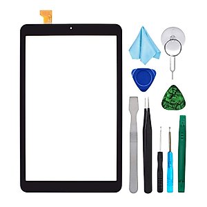 Black Touch Digitizer Screen Replacement (NO LCD) for Samsung Galaxy Tab A 8.0 2018 SM-T387 SM-T387T SM-T387V with pre-Installed adhedsive and Tools