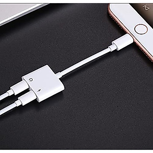 DCNETWORK iPhone Headphones Adapter 2 in 1 Dual Lightning Charge Cable Aux Adapter Converter Charging+Call+Music Control Compatible with iPhone 12/11/XS/XR/X/8/7（2 Pack）