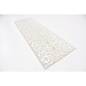 Unique Loom Rushmore Collection Area Rug - Taft (3' x 9' 10" Runner, Snow White/ Beige)
