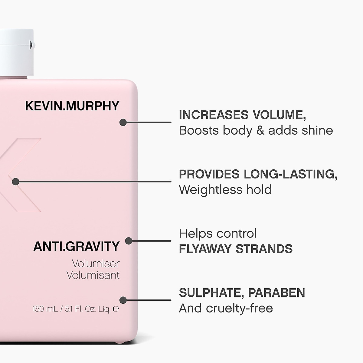 KEVIN.MURPHY ANTI.GRAVITY - Volumising & Texturising Lotion - For All Hair Types - Hair Volume & Shine - Hair Texture & Shine - Less Flyaways - Sulphate & Paraben Free Hair Care - 150 mL / 5.1 fl oz