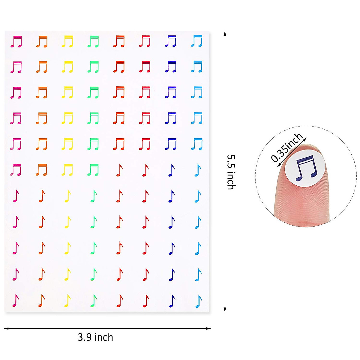 Outus 1760 Pieces Music Notes Stickers for Kids Colorful 20 Sheets Musical Label Cartoon Sticker Teacher Appreciation Gift Teacher Incentive Stickers Students Scrapbooking Planner Calendar
