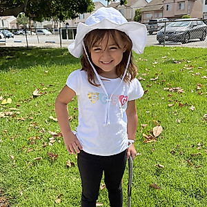 Baby Girl White Infant SPF Toddler Sun Hat with UPF 50+ Adjustable Baby Sunhat, 0-12 Months