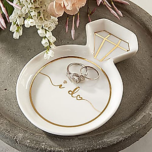 Kate Aspen White Diamond Ring Trinket Dish - Wedding Gift, Decorative Tray, Wedding Ring Holder, Jewelry Tray, Home Décor (23265WT)