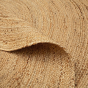 THE BEER VALLEY Jute Braided Farmhouse Area Rug, 6' Round - Natural, Hand Woven Boho Reversible Rugs for Living Room, Kitchen, Bedroom - 6 Feet Round