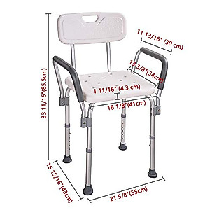 AW Medical Bath Shower Seat Adjustable Height Bathtub Bench Chair Stool with Armrest Back for Safety Support 220lbs