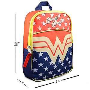 Wonder Woman Toddler Preschool Backpack Set - Bundle Includes Deluxe 11 Inch Wonder Woman Mini Backpack and Stickers (Wonder Woman School Supplies)