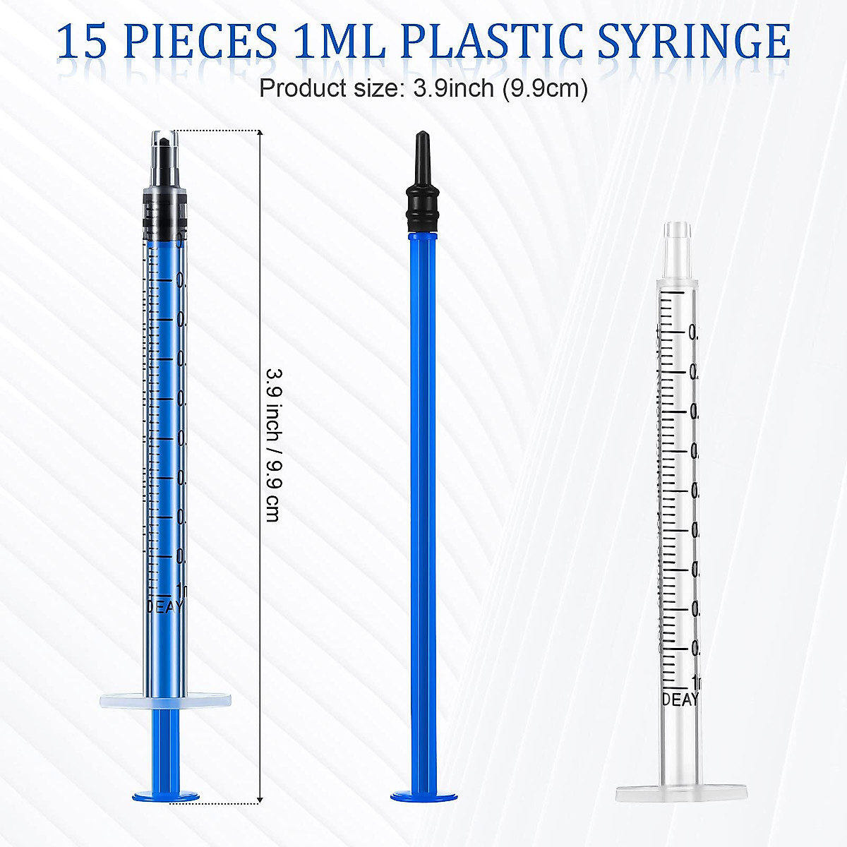 Nuanchu 15 Pieces 1 ml Plastic Syringes with Measurement Multiple Uses Tools for Measuring Liquids, Watering, Feeding Pets, Oil or Glue Applicator