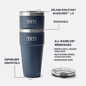 YETI Rambler Cup, Vacuum Insulated Stainless Steel Stackable Cup with Magslider Lid, Rescue Red, 30 oz (887 ml)