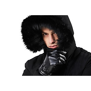 WEEN CHARM Men's Warm Parka Ski Jacket Water Resistant Puffer Jacket Long Winter Coat with Detachable Hood Faux-Fur Trim