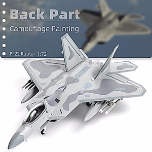 NUOTIE F22 Raptor 1/72 Diecast Metal Aircraft Model Kit USAF Fighter Jet Alloy Airplane Model with Stand for Adult Military Enthusiasts Collections or Creative Gifts (AK 90FS)