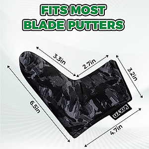 VIXYN Blade Putter Cover - Premium Golf Putter Headcover - Fleeced Lined Putter Head Covers - Protective Putter Covers (Black Brush)