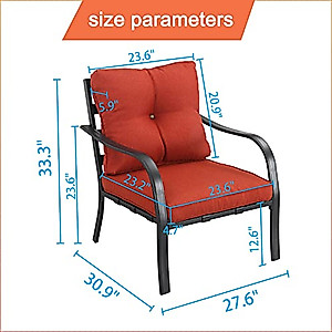 LOKATSE HOME 2 Piece Patio Dining Chairs Cushioned Furniture for Lawn Garden Balcony Poolside, Red