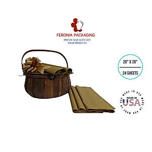 Antique Gold Tissue Paper Squares, Bulk 24 Sheets, Premium Gift Wrap and Art Supplies for Birthdays, Holidays, or Presents by Feronia packaging, Large 20 Inch x 26 Inch