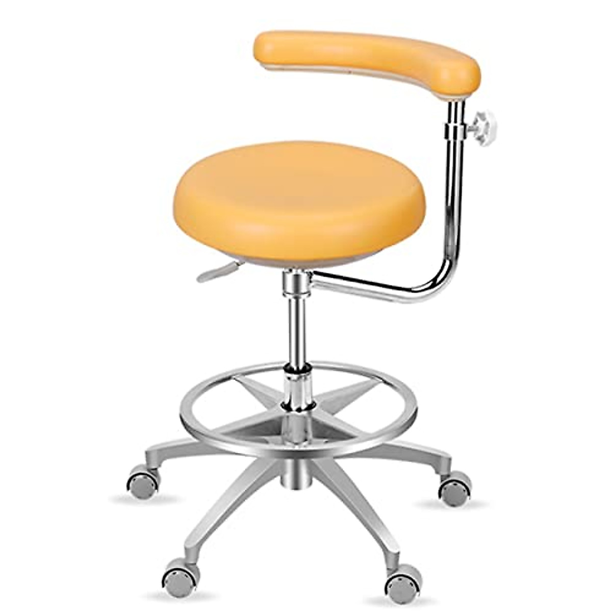 GUNEL Medical Dental Stool Dentist's Chair with Foot Rest and 360 Degree Rotation Armrest, PU Leather Dental Assistant Stool Height Adjustable Doctor's Chair (Color : F)