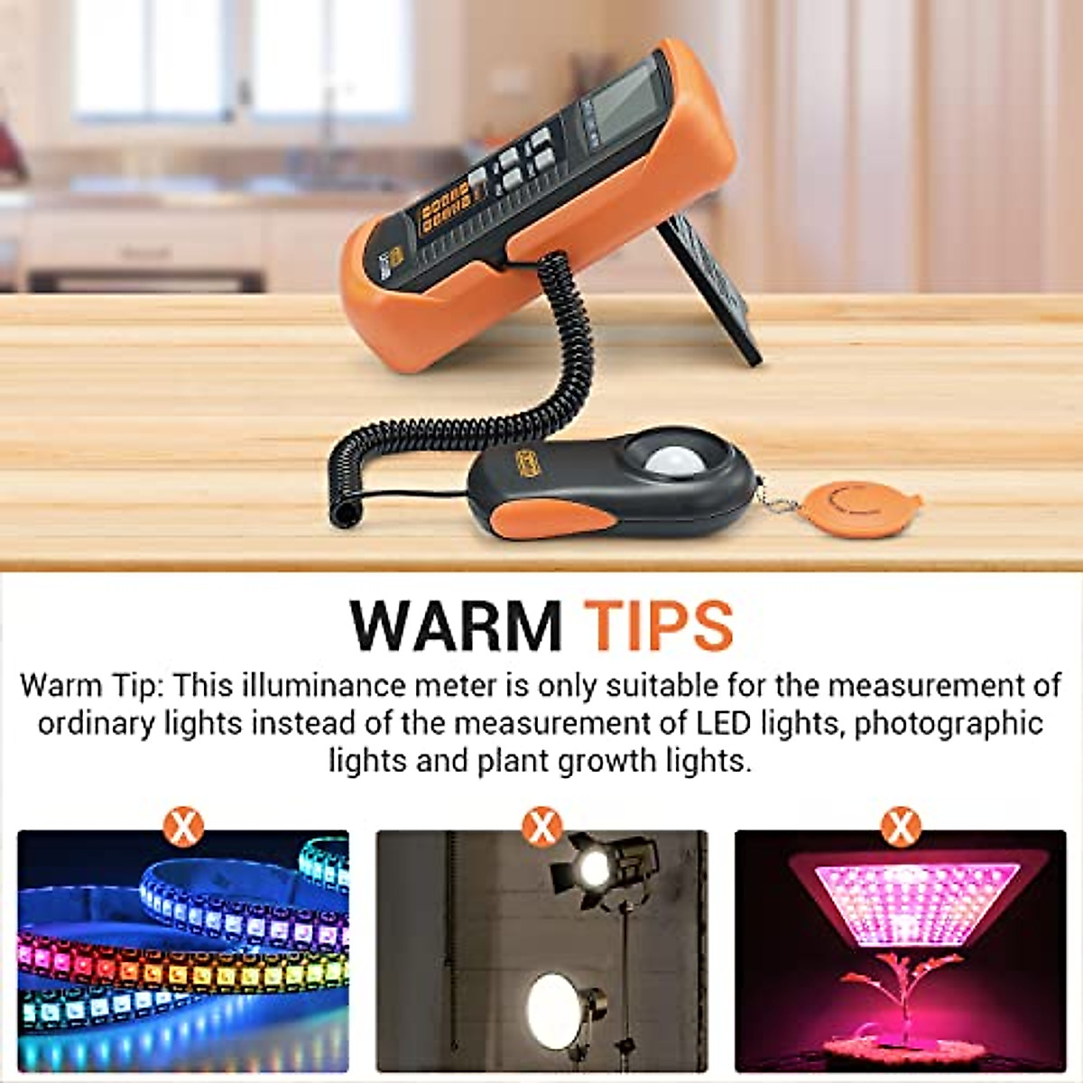 Dr.meter LX1330B Digital Illuminance Light Meter, 0-200,000 Measurement Range Lux Meter