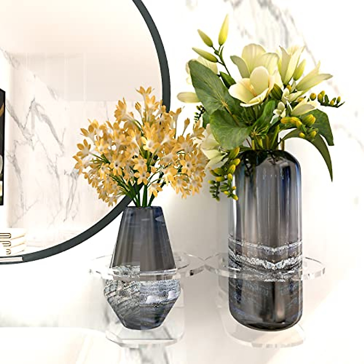 Swvzwy Acrylic Bathroom Adhesive Shelves,Shower Small Shelf,Bathroom Organizer,No Drill,Will Not Damage Bathroom Tiles, Renter Friendly Shelves (2 Pack) (Antique)