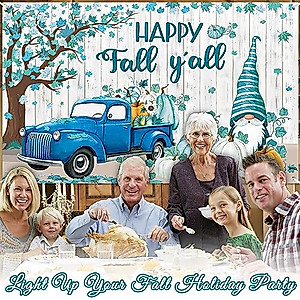 Harloon Fall Banner Decorations Autumn Pumpkin Backdrop Happy Fall Y'all Harvest Photo Background Leaves Thanksgiving Backdrop for Farmhouse Holiday Fall Party Supplies Decor 72.8 x 43.3 Inch