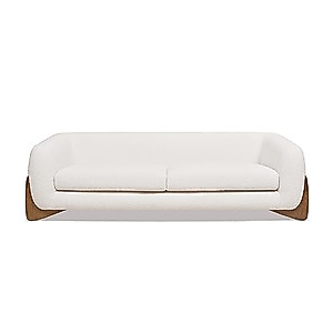 Jennifer Taylor Home Alpine 90.5" White Boucle Modern Scandinavian Minimalist Round Arm Sherpa Sofa