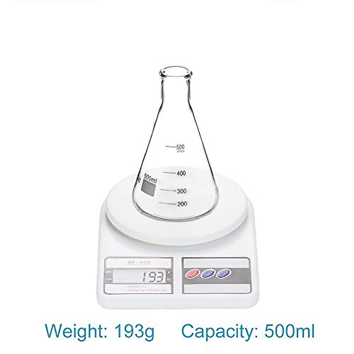 stonylab 2-Pack Glass 500ml Heavy Wall Narrow Mouth Erlenmeyer Flasks with Heavy Duty Rim (500ml Fits with stonylab 7# Rubber Stopper)