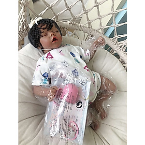 iCradle Black Realistic Reborn Baby Dolls Girls 18 Inch African American Lifelike Sleeping Newborn Baby Doll Gift Set