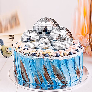 Newmemo 11pcs Disco Ball Cake Decoration Mirror Cake Topper 70's Disco Disco Ball Table Decorations Disco Ball Centerpiece Decor Dance Birthday 70s Theme Party
