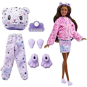 Barbie Cutie Reveal Doll, Fantasy Series Teddy Bear Plush Costume, 10 Surprises Including Mini Pet & Color Change