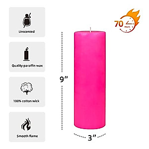 Zest Candle Pillar Candle, 3 by 9-Inch, Hot Pink
